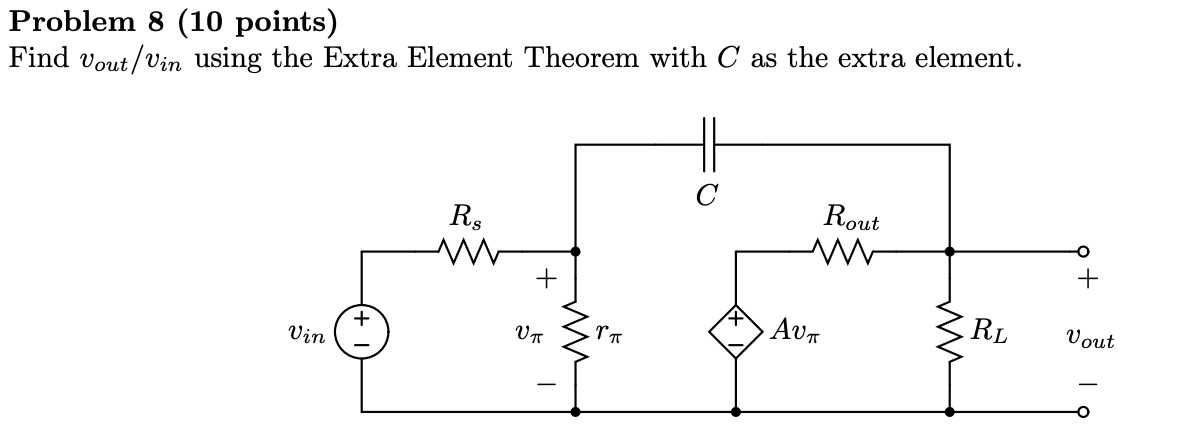 Solved Problem 8 (10 points) Find vout/Vin using the Extra | Chegg.com