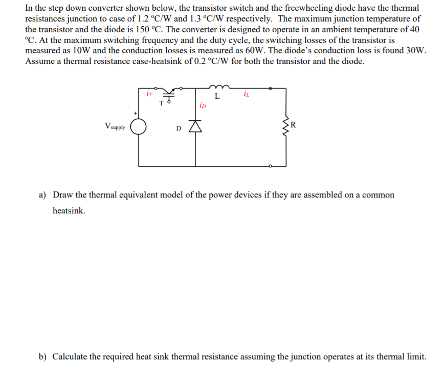 Solved In the step down converter shown below, the | Chegg.com