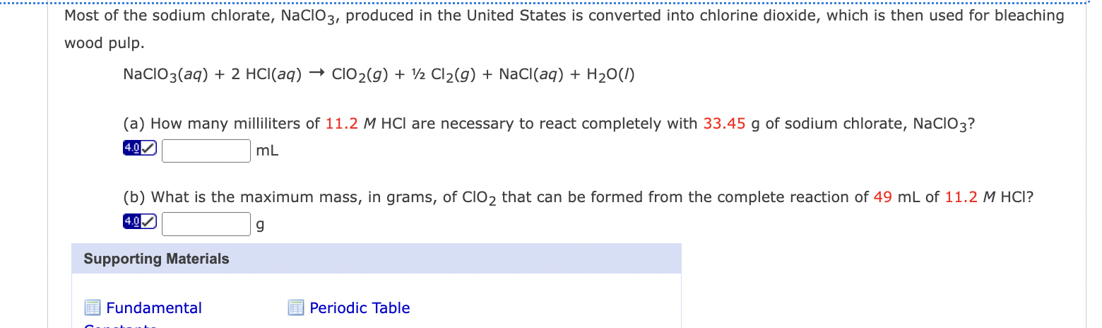Solved Most of the sodium chlorate, NaClO3, ﻿produced in the | Chegg.com