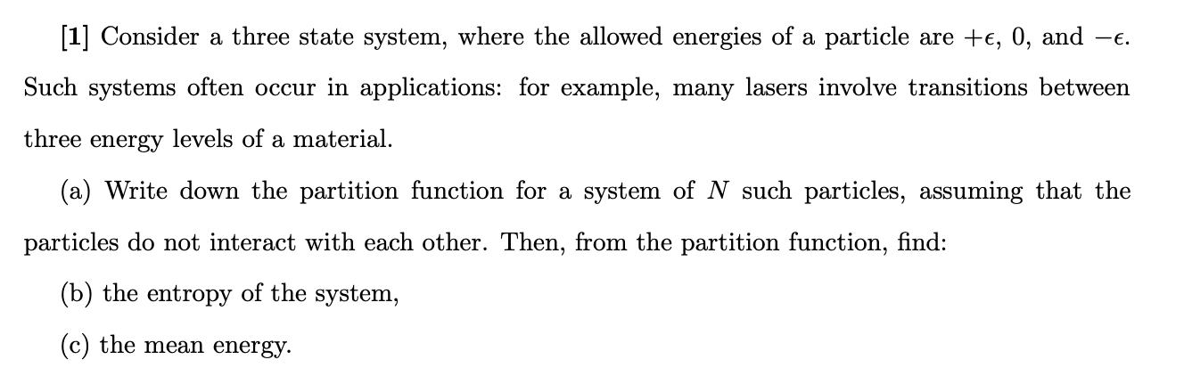 [1] Consider a three state system, where the allowed | Chegg.com