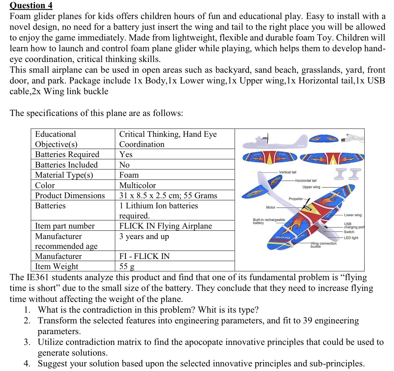 Solved QuestionFoam glider planes for kids offers children | Chegg.com