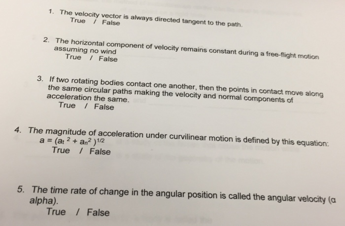 Solved 1. The velocity vector is always directed tangent to | Chegg.com