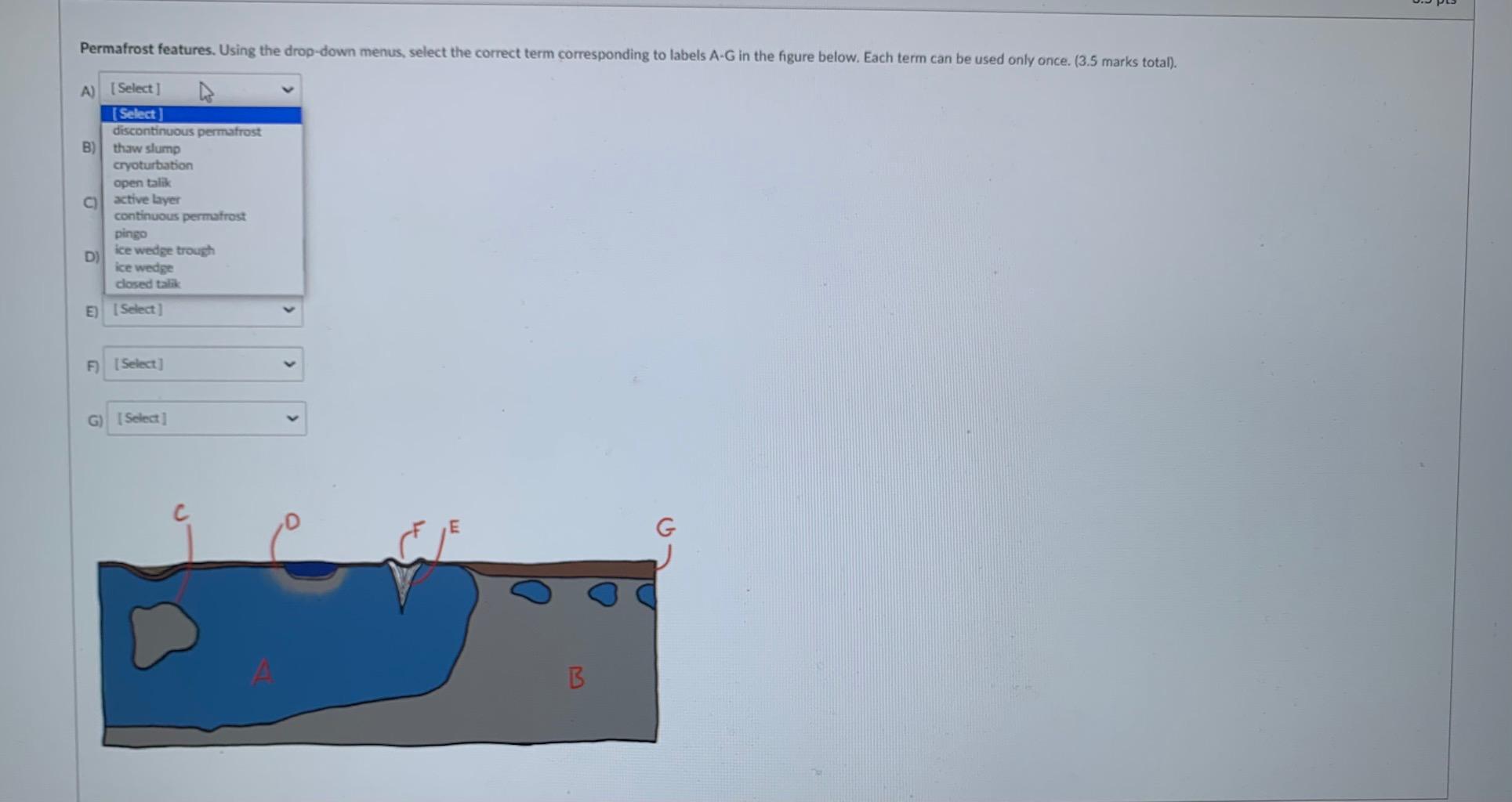 Solved Permafrost features. Using the drop-down menus, | Chegg.com