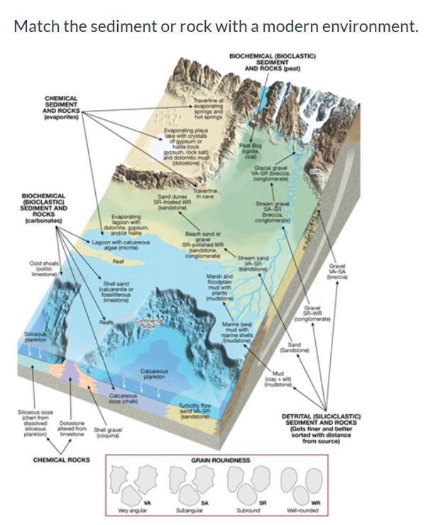 Solved Match the sediment or rock with a modern environment. | Chegg.com