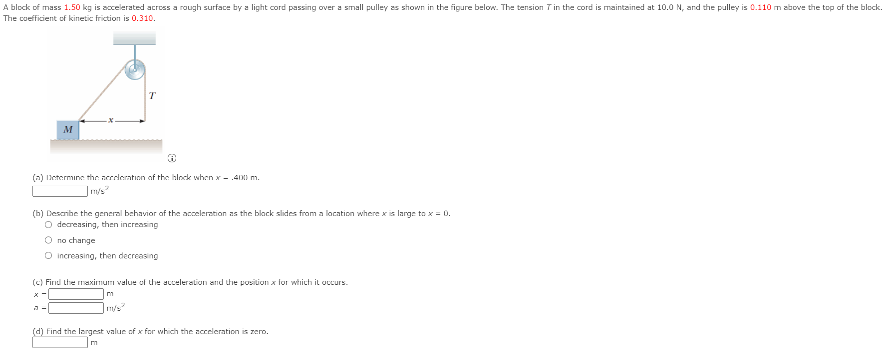 Solved A block of mass 1.50 kg is accelerated across a rough | Chegg.com