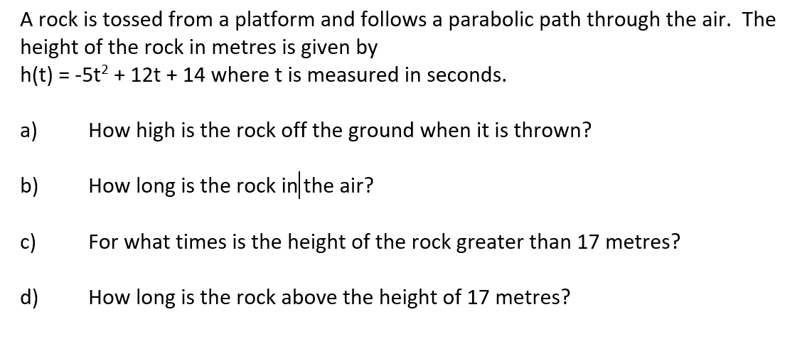 Solved A rock is tossed from a platform and follows a | Chegg.com