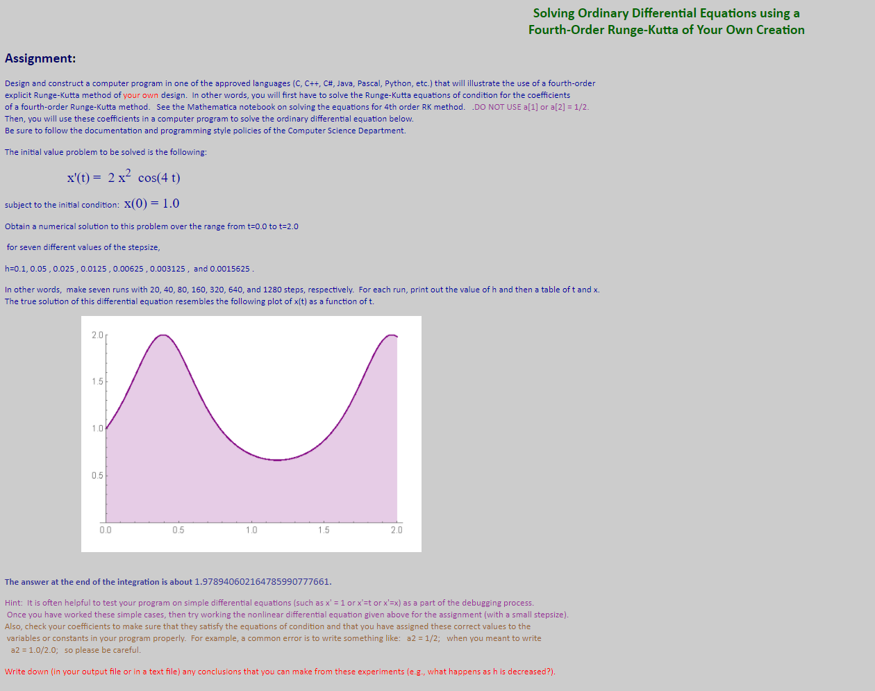 Solving Ordinary Differential Equations using a | Chegg.com