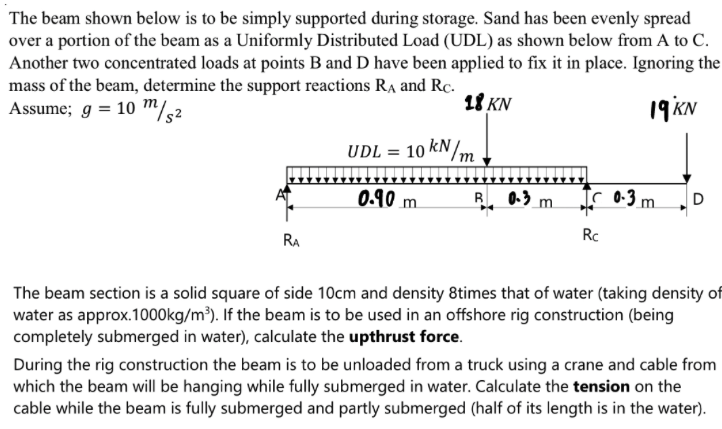 Solved For the following , find the upthrust force and | Chegg.com