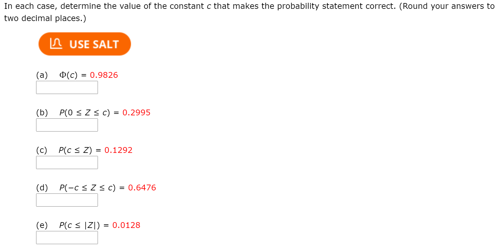 Solved In each case, determine the value of the constant c | Chegg.com