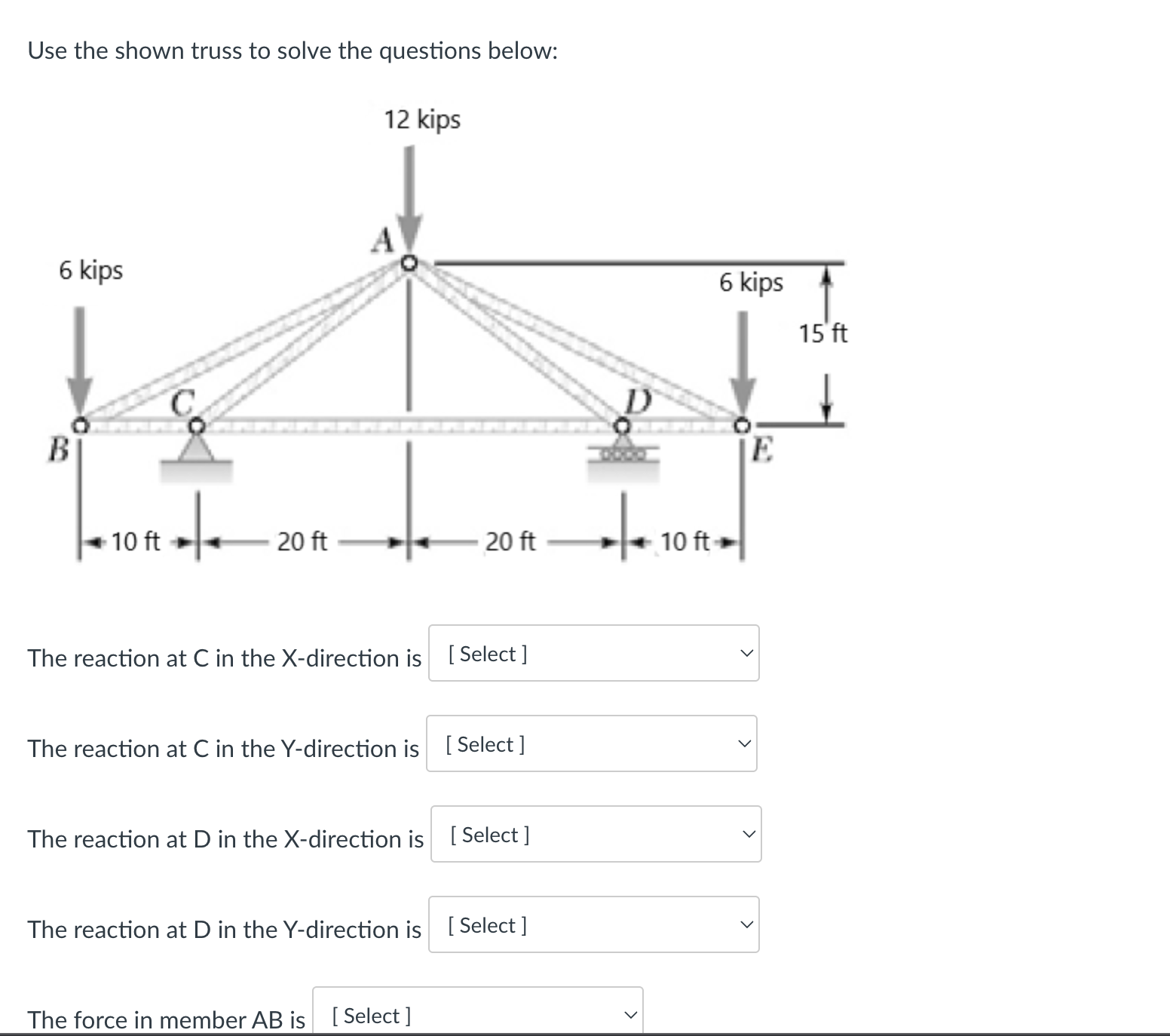 Solved Use the shown truss to solve the questions below: | Chegg.com