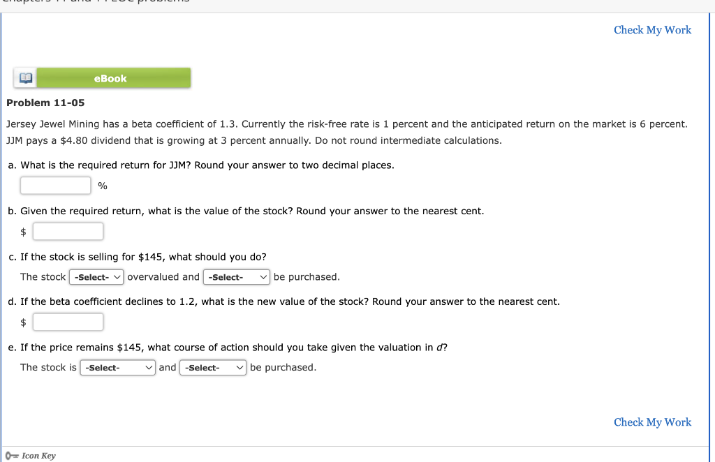 Solved Problem 11-05 Jersey Jewel Mining has a beta | Chegg.com