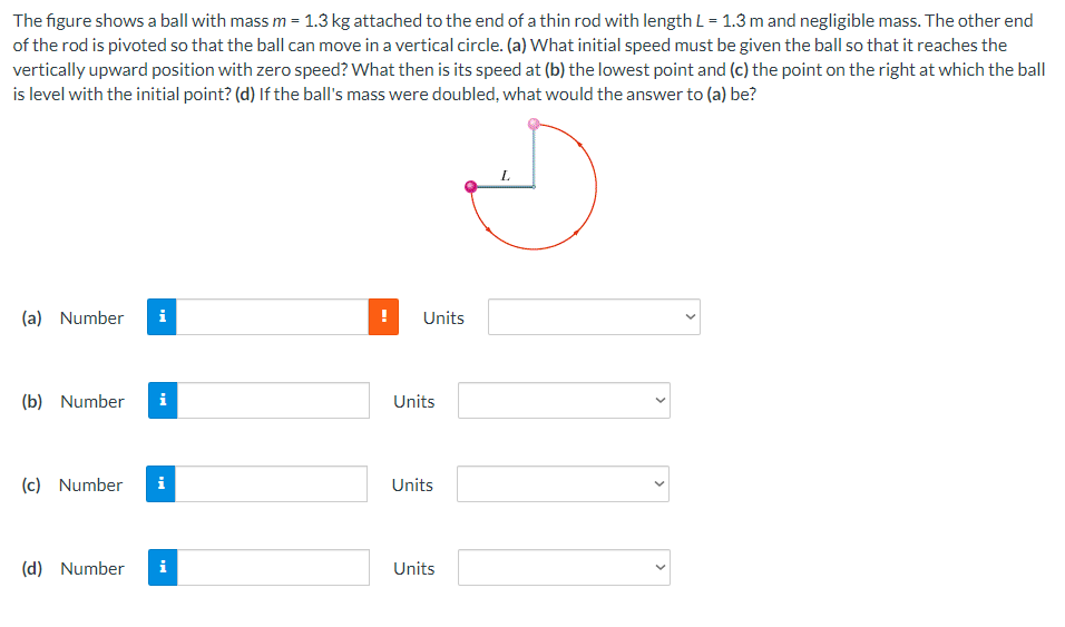Solved The figure shows a ball with mass m=1.3 kg attached | Chegg.com