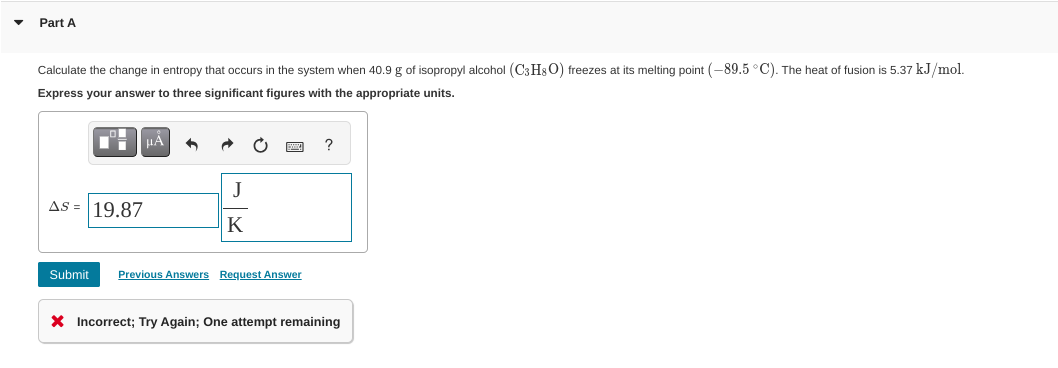 Solved Calculate the change in entropy that occurs in the | Chegg.com