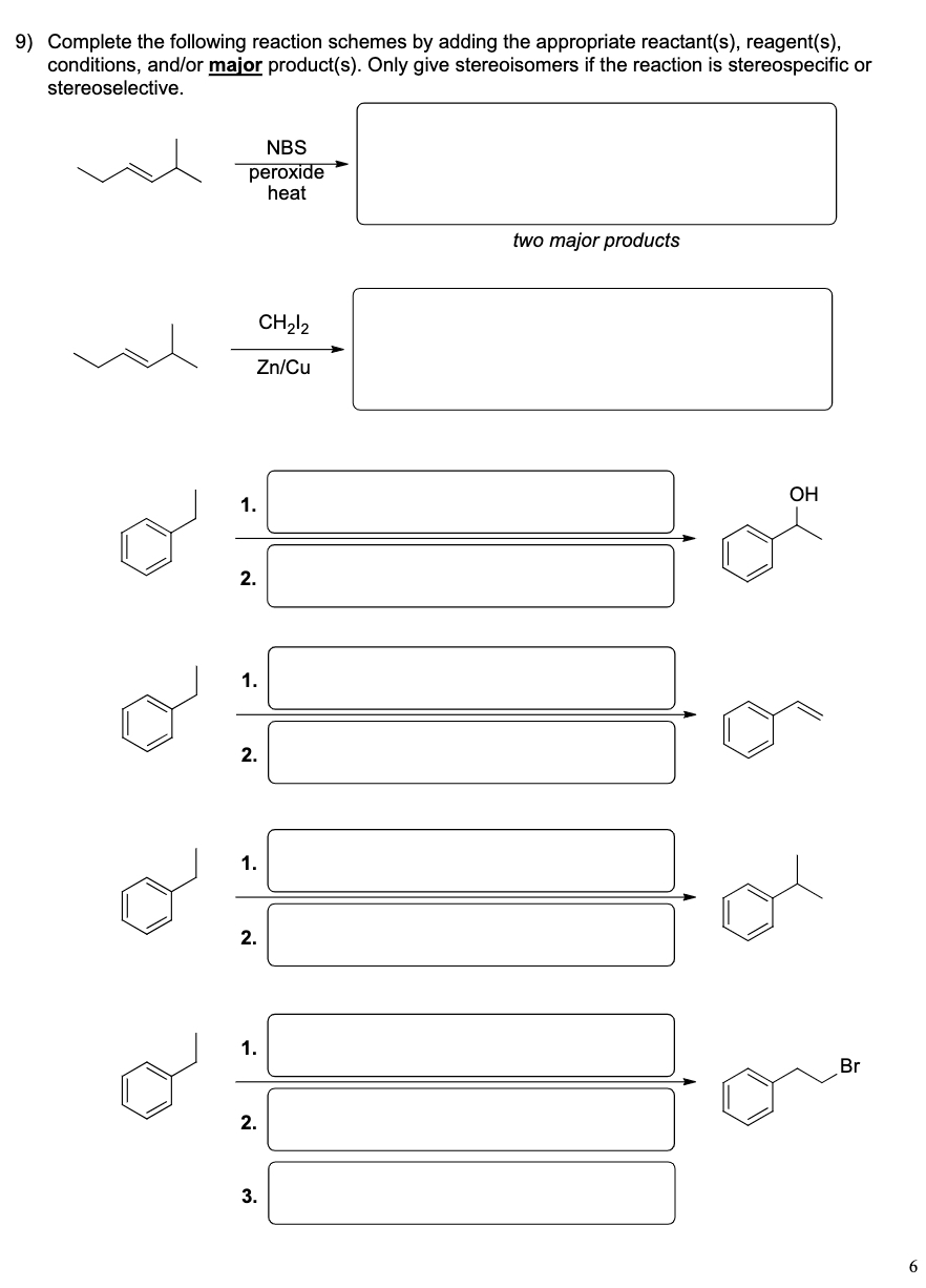 Solved Complete the following reaction schemes by adding the | Chegg.com