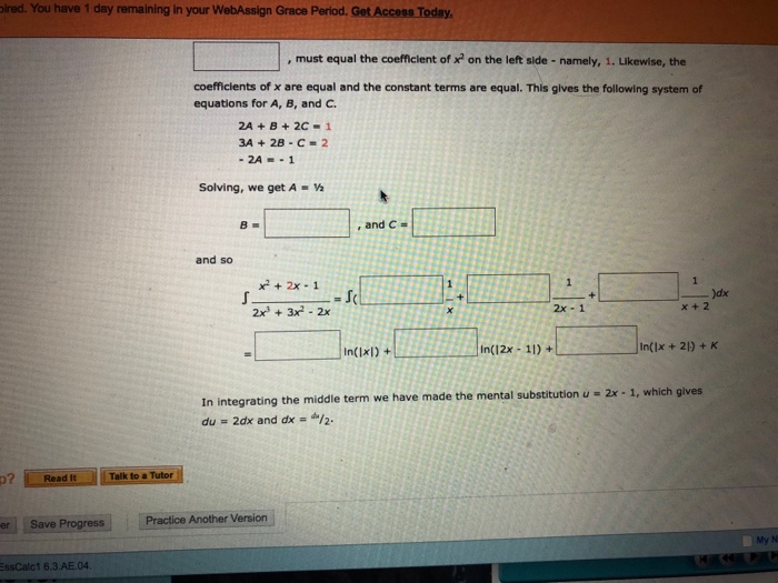 Solved deo Example Tutorial EXAMPLE 2 Evaluate 2+32-2r nline | Chegg.com