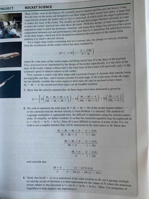 Solved ROJECT ROCKET SCIENCE any rockets, such as the | Chegg.com