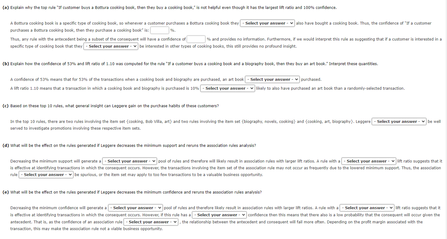 Solved (a) Explain why the top rule "If customer buys a | Chegg.com