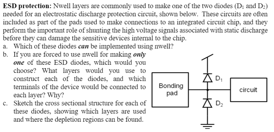 Solved ESD protection: Nwell layers are commonly used to | Chegg.com