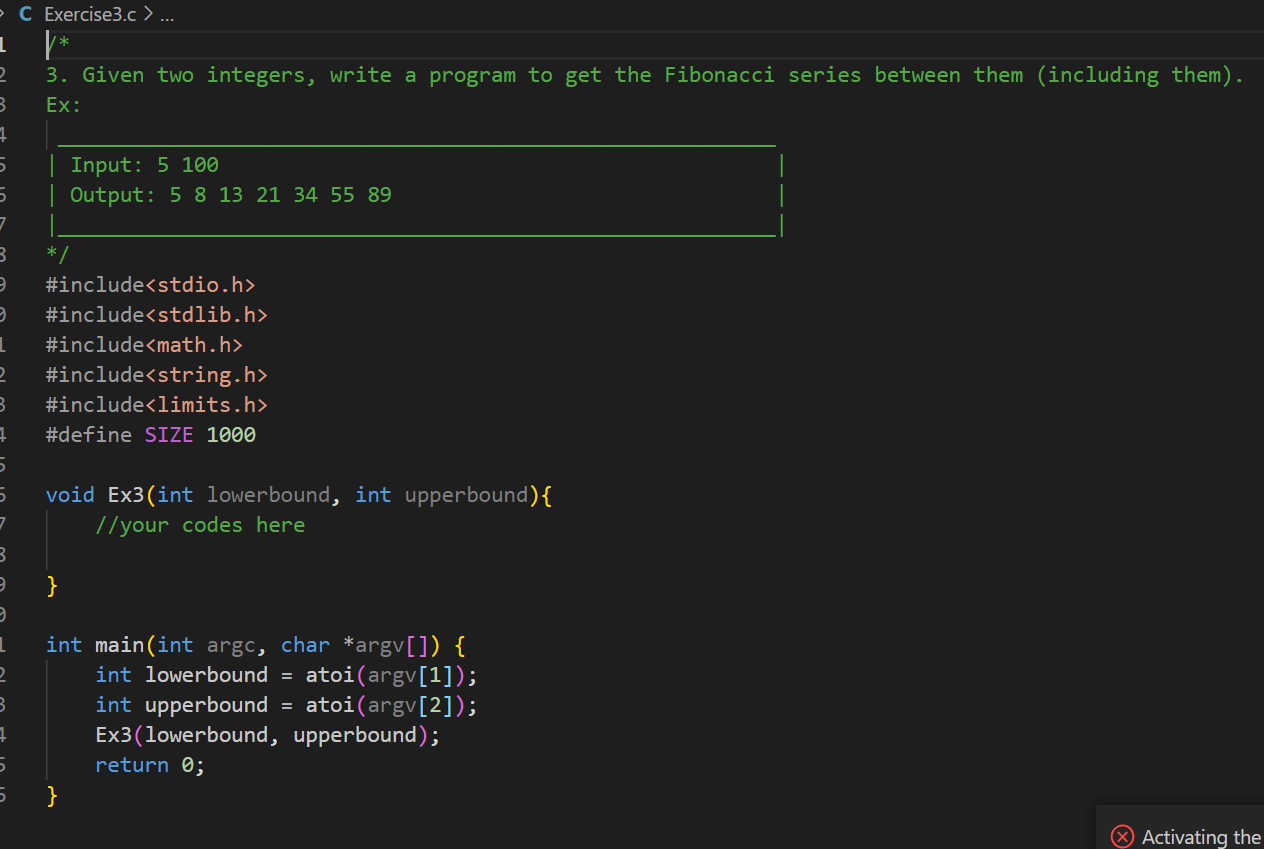 Solved - C Exercise3.c > ... 2 3 1 3. Given two integers, | Chegg.com
