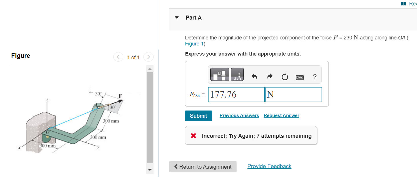 Solved Determine the magnitude of the projected component of | Chegg.com