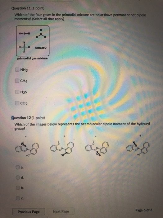 Solved Question 11 (1 point) Which of the four gases in the | Chegg.com