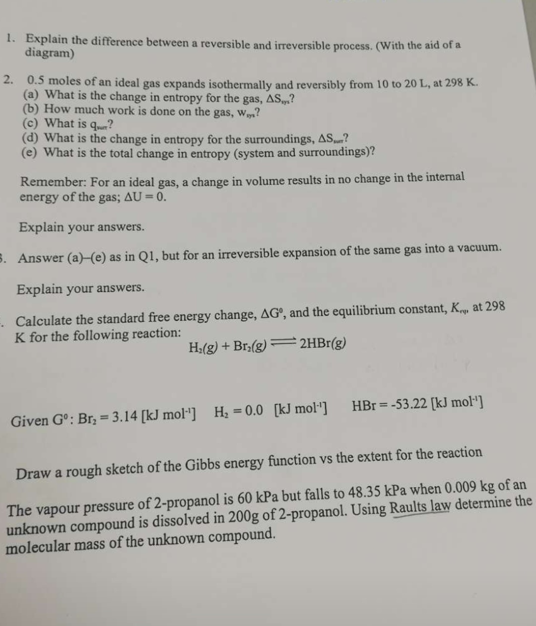Solved 1. Explain the difference between a reversible and | Chegg.com