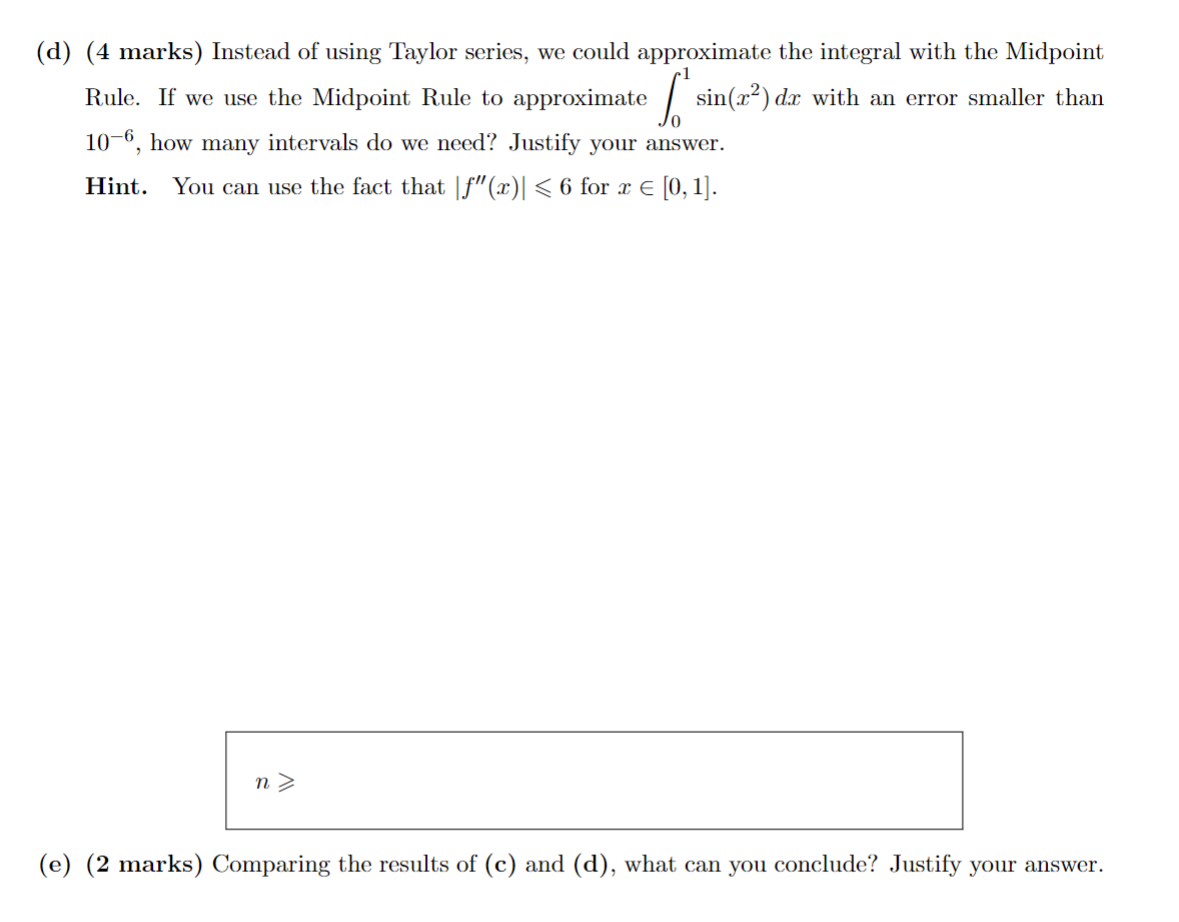 Solved 8. Consider the function f(x)=sin(x2). (19 marks) (a) | Chegg.com