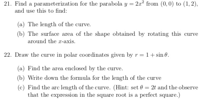 Solved 21. Find a parameterization for the parabola y = 2x² | Chegg.com