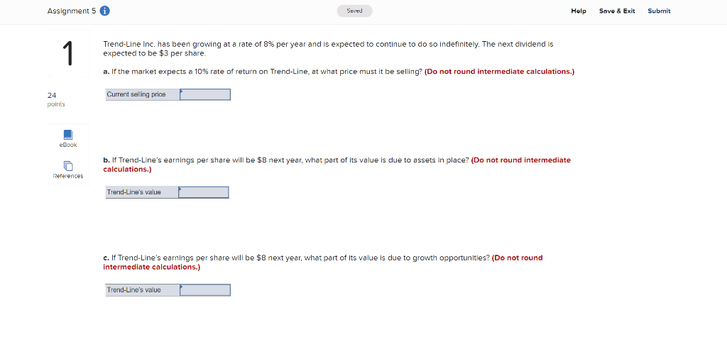 Solved Assignment 5 0 Suved Help Save & Exit Submit 1 | Chegg.com