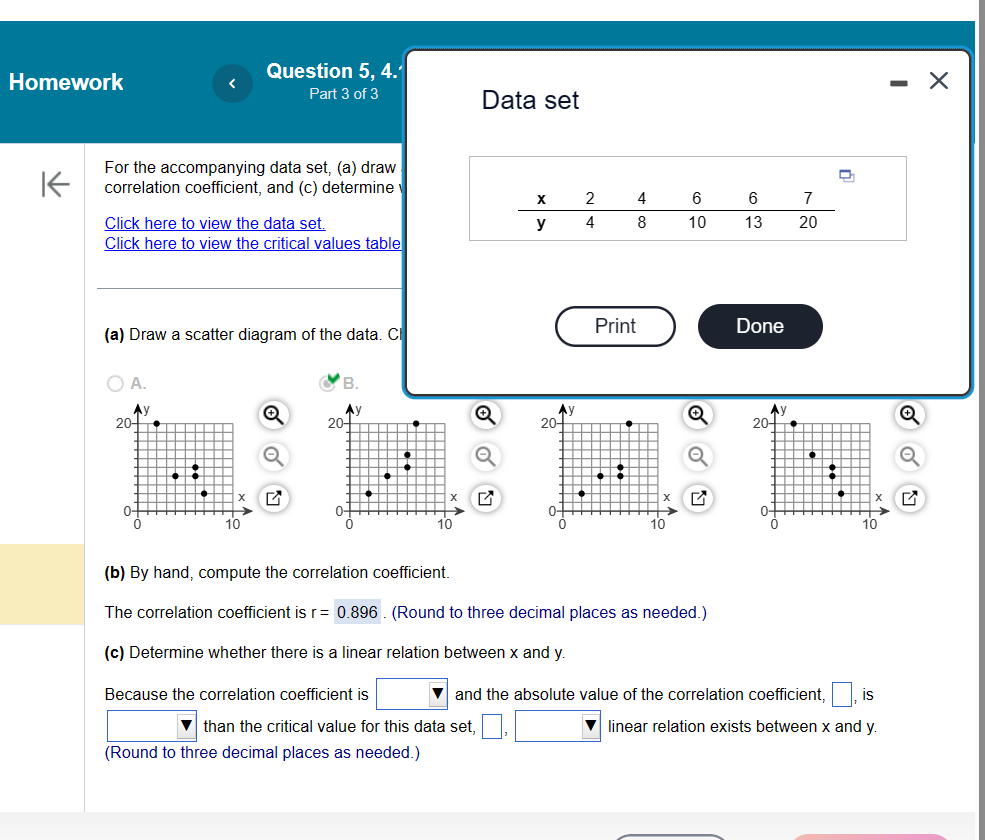 Solved (b) ﻿By hand, compute the correlation coefficient.The | Chegg.com