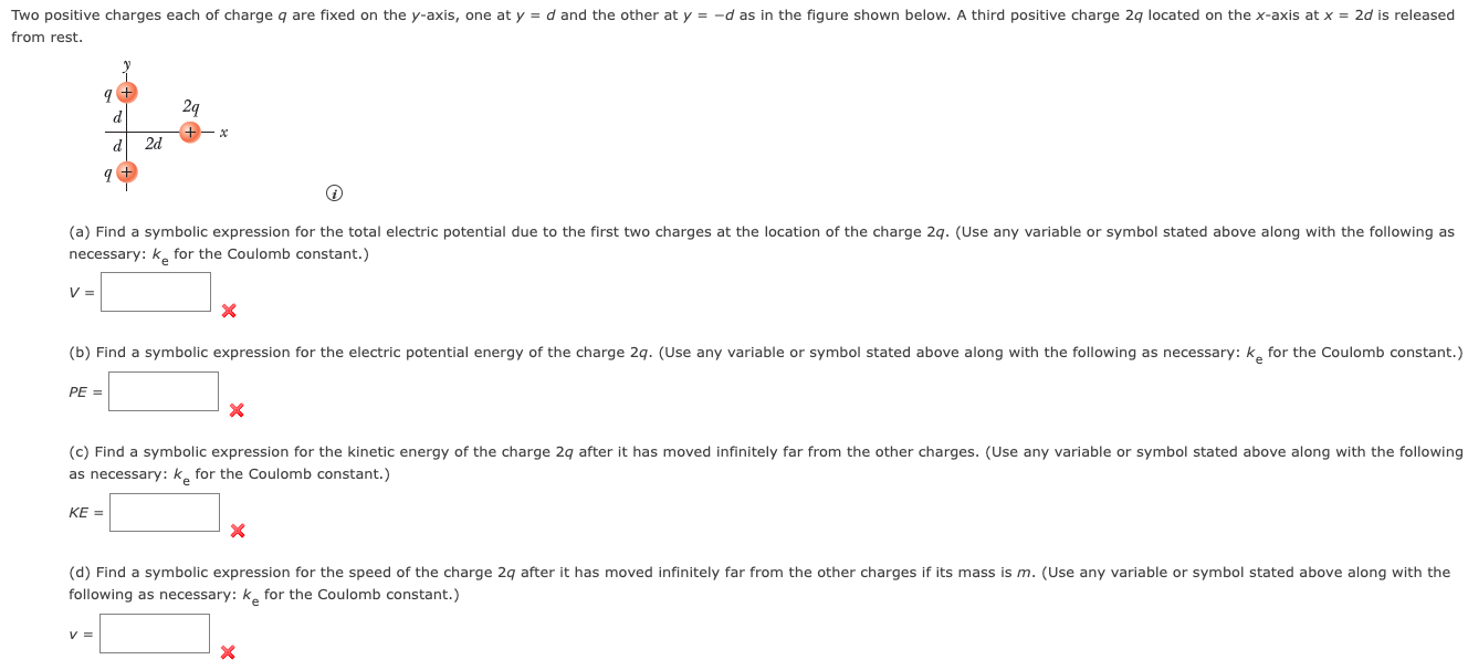 Solved rest. (i) necessary: ke for the Coulomb constant.) V= | Chegg.com