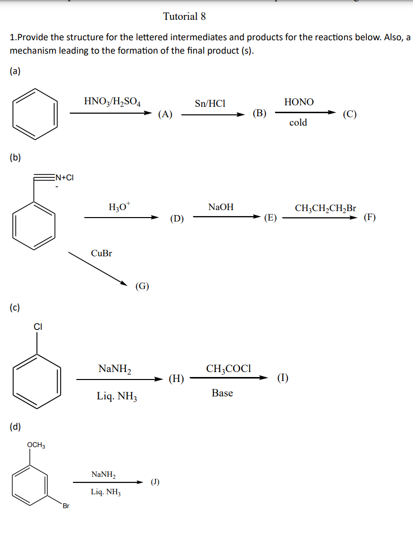Solved Tutorial 8 1.Provide the structure for the lettered | Chegg.com