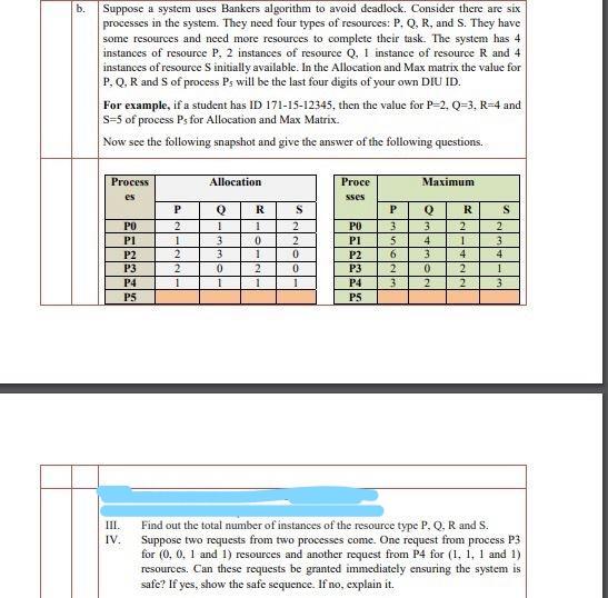 Solved b. Suppose a system uses Bankers algorithm to avoid | Chegg.com