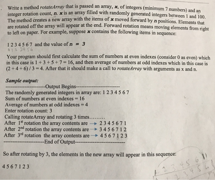 Solved . Write a method rotateArray that is passed an array, | Chegg.com