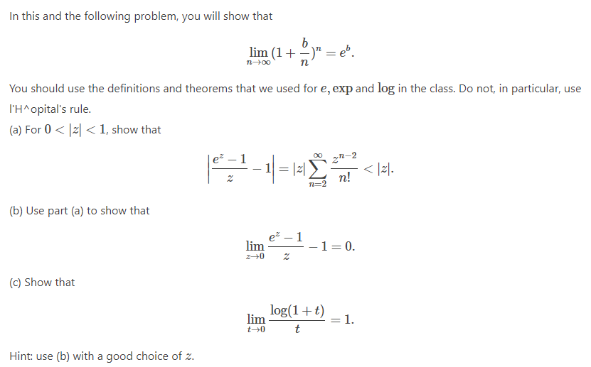 Solved Use the following definitions for e, exp, and log for | Chegg.com