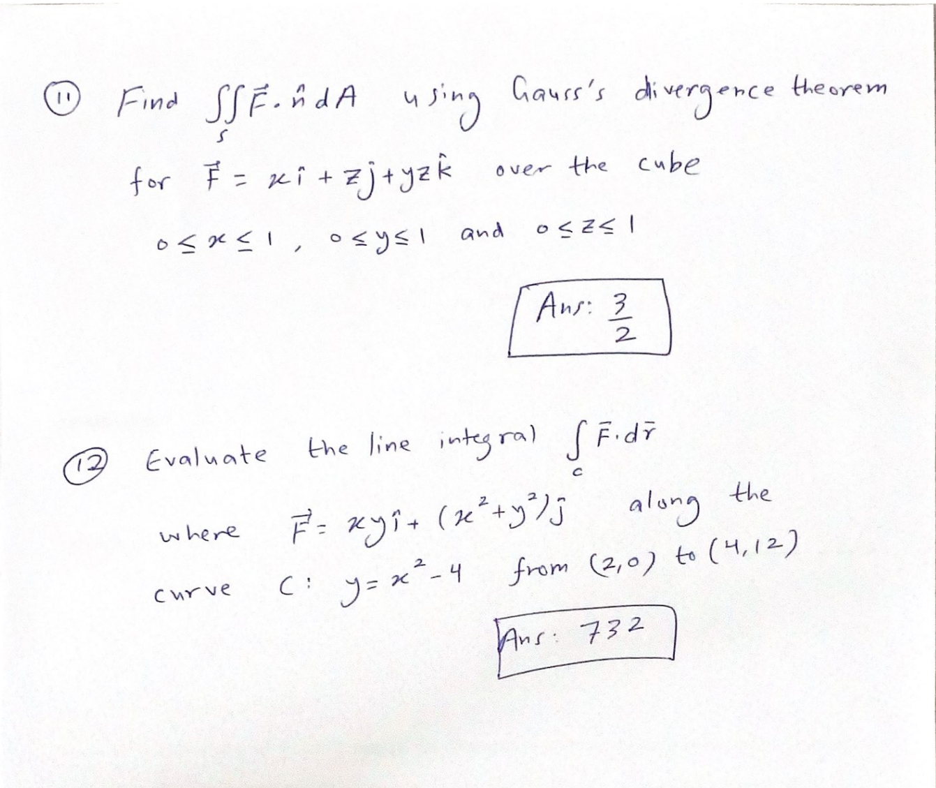 Solved (11) ﻿Find ∬svec(F)*hat(n)dA ﻿using Gauss's | Chegg.com