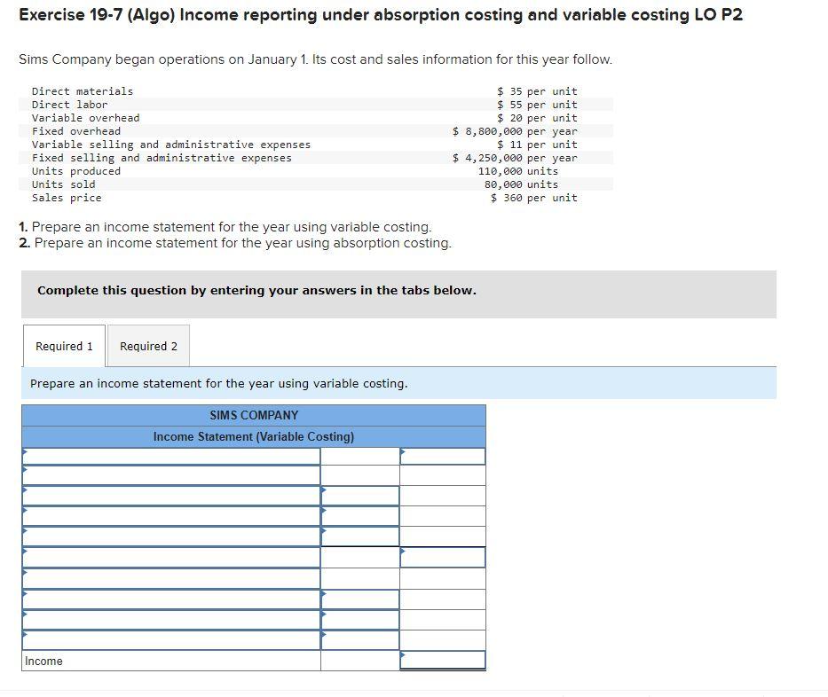 Solved 1. Prepare an income statement for the year using | Chegg.com