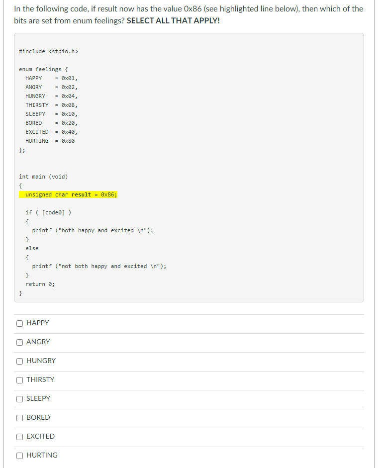 Solved In the following code, if result now has the value | Chegg.com