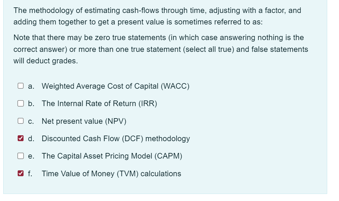 Solved The methodology of estimating cash-flows through | Chegg.com