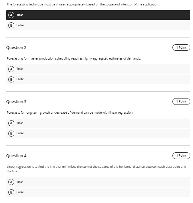 Solved The forecasting technique must be chosen | Chegg.com