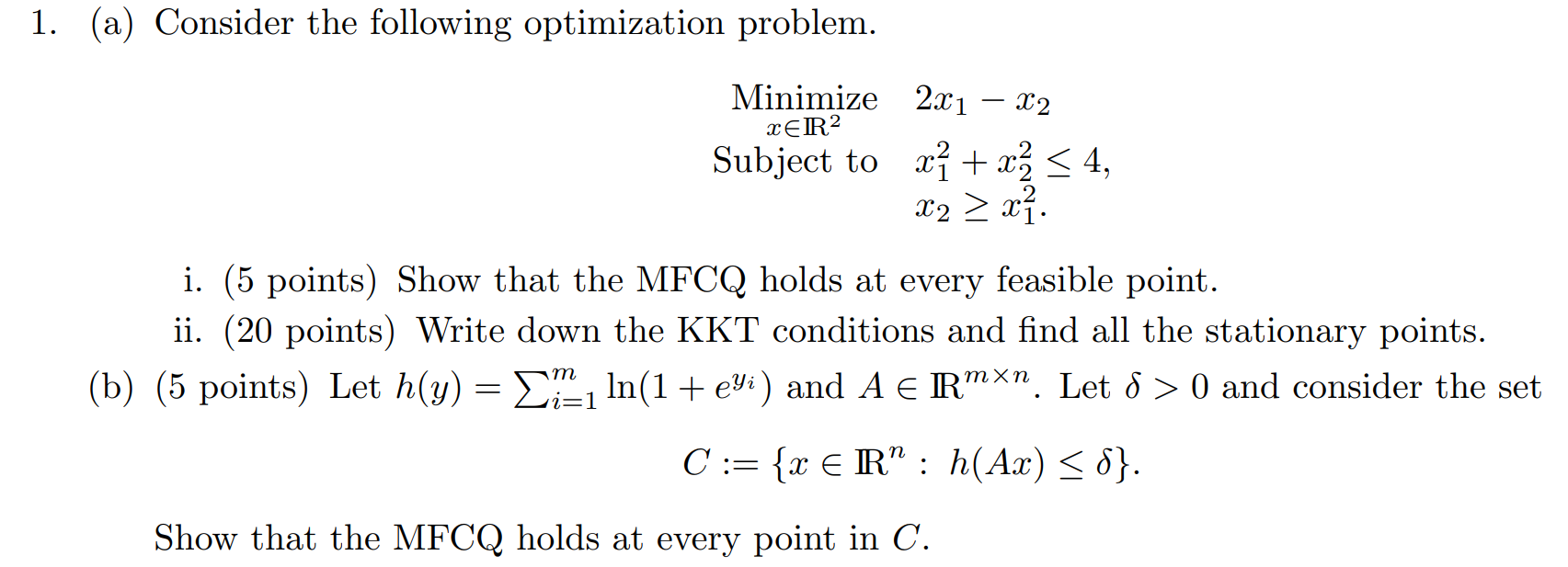 Solved 1. (a) Consider the following optimization problem. | Chegg.com