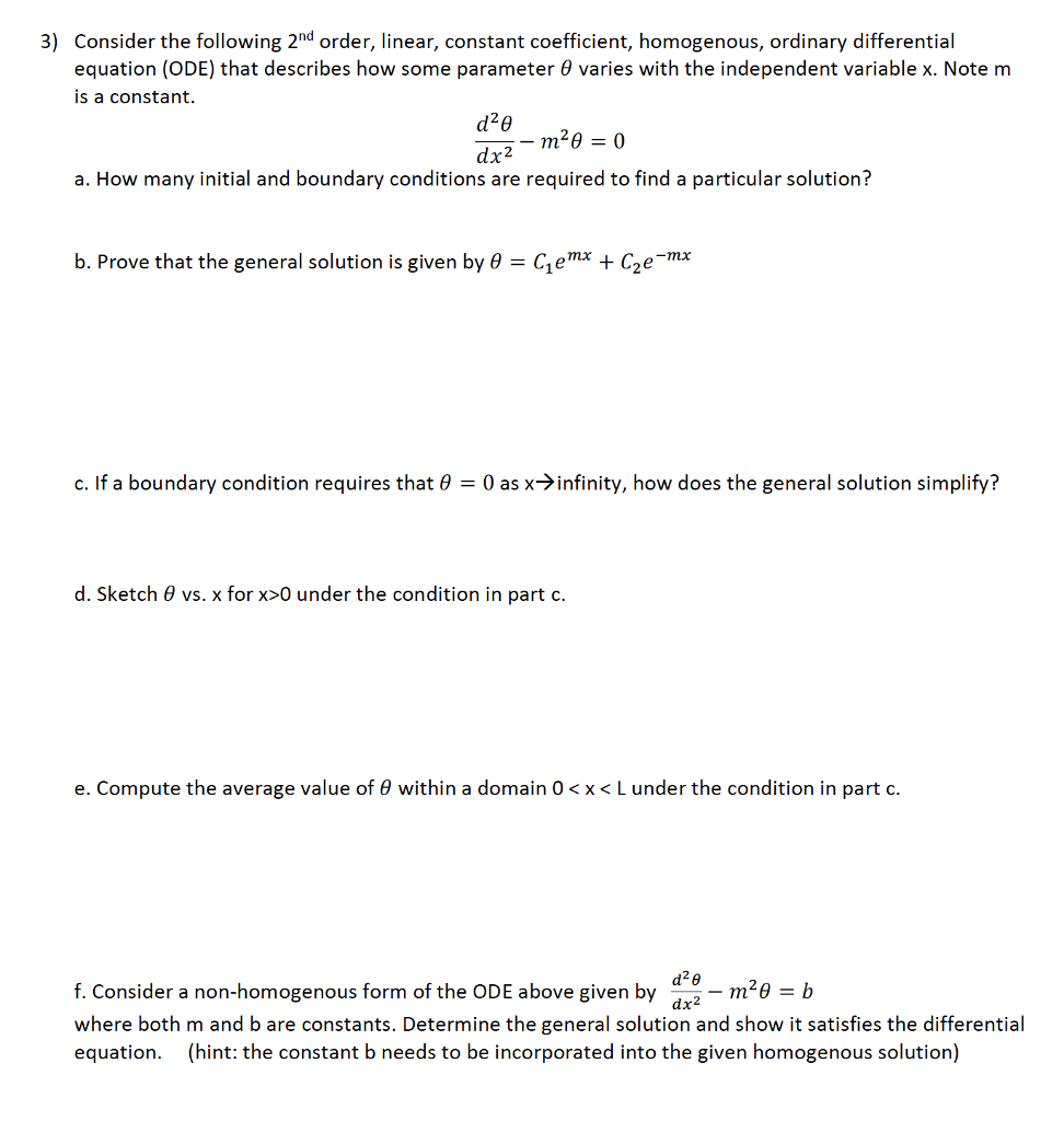 Solved 3) Consider the following 2nd order, linear, constant | Chegg.com