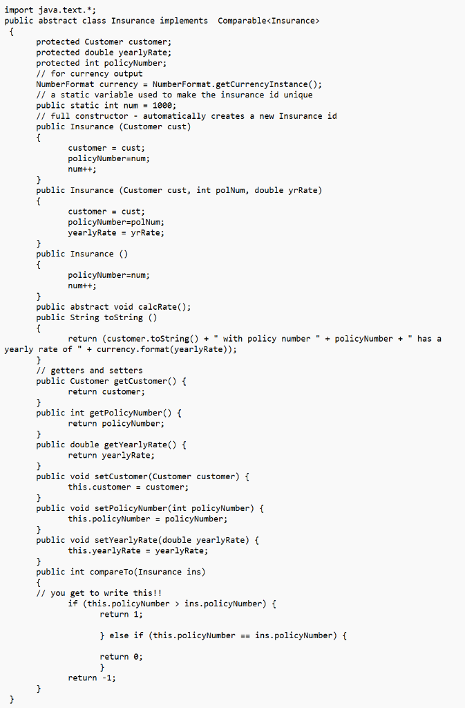 Solved JAVA// PLEASE HELP! 1. Finish the HealthInsurance | Chegg.com