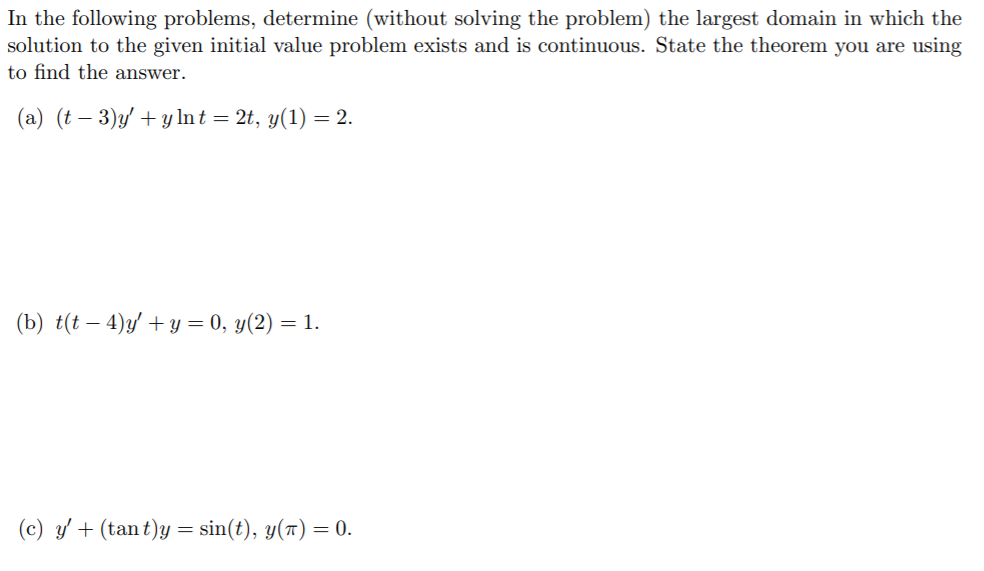Solved In the following problems, determine (without solving | Chegg.com