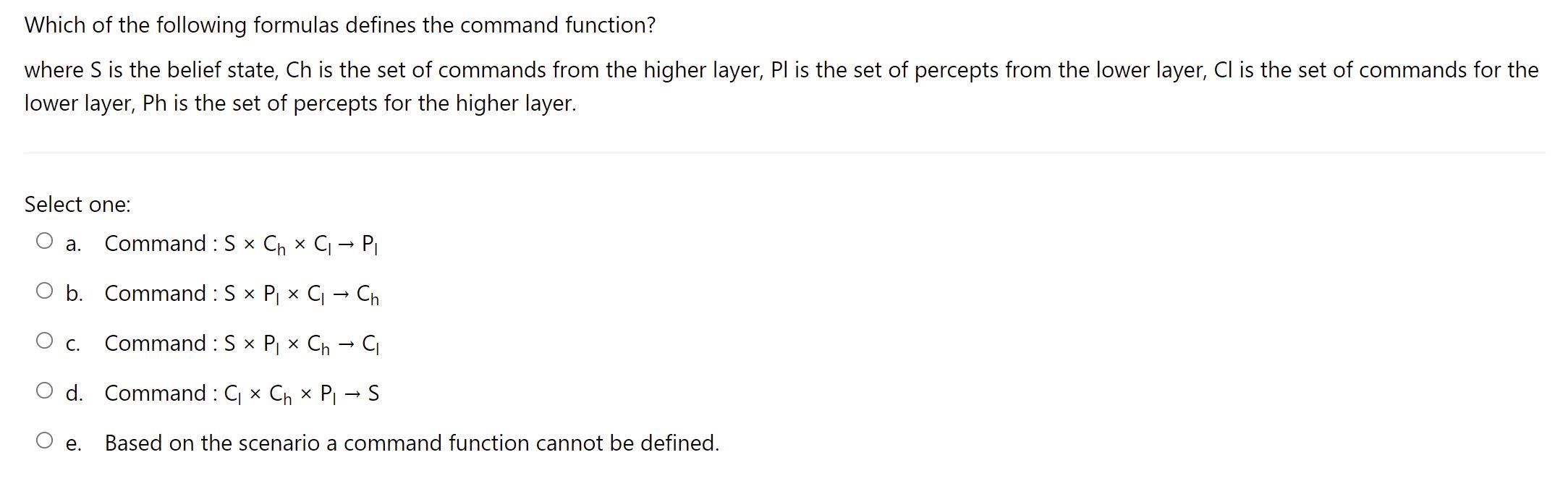 Solved Which of the following formulas defines the command | Chegg.com