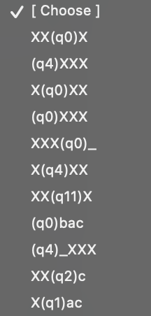 Solved Put the IDs in order for tracing the input string bac | Chegg.com