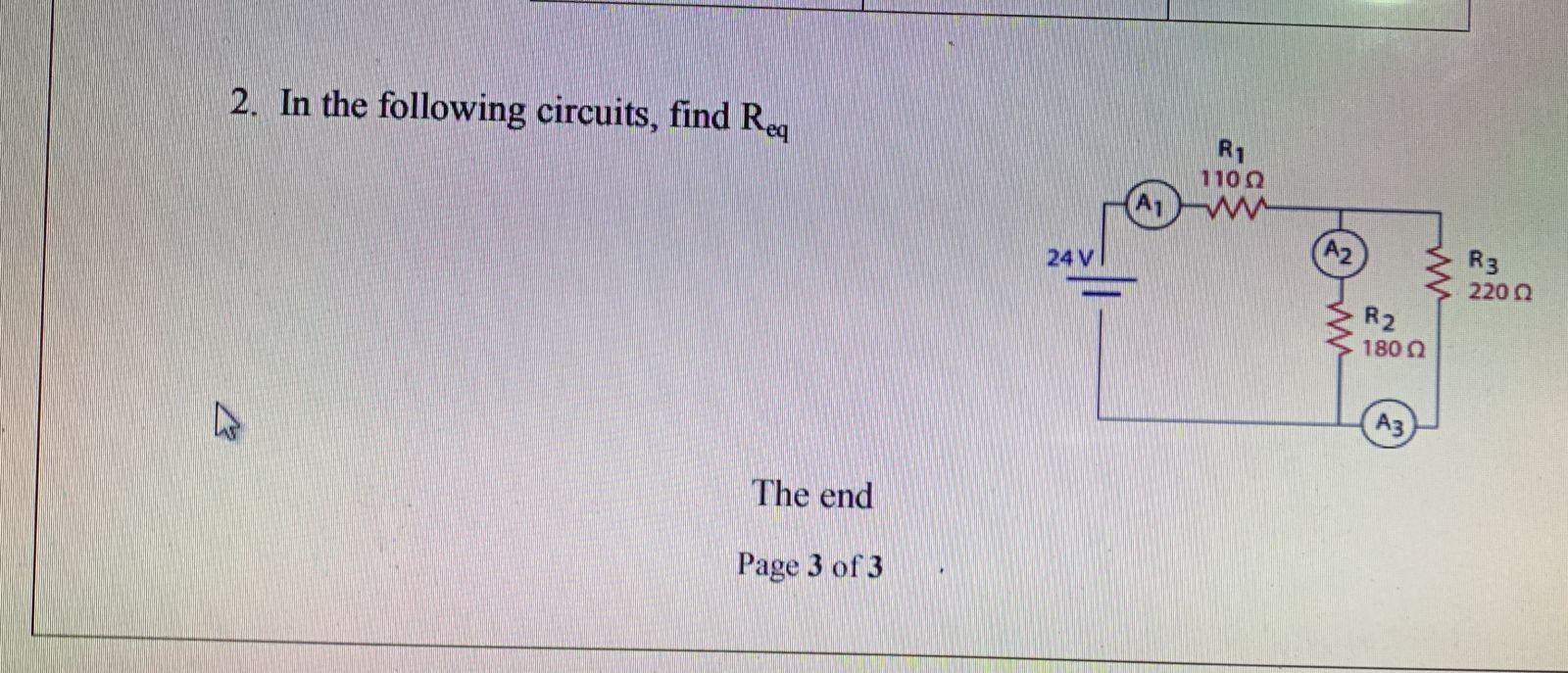 Solved 2. In the following circuits, find Req R1 1100 A 24V | Chegg.com