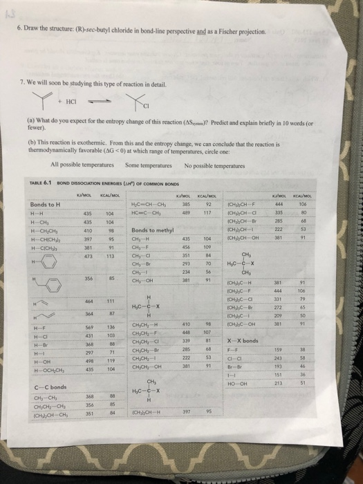 Solved 6. Draw the structure: (R)-sec-butyl chloride in | Chegg.com