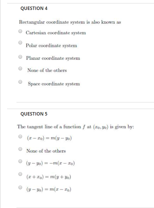 Solved QUESTION 4 Rectangular coordinate system is also | Chegg.com