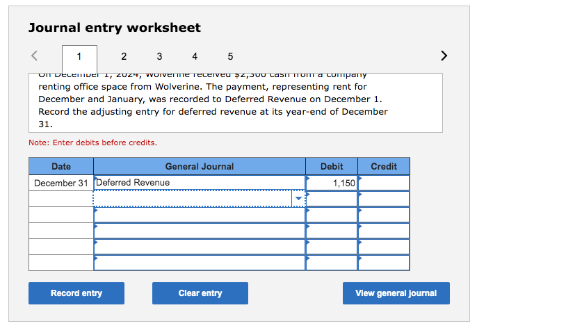 Solved 1. On December 1,2024 , Wolverine received $2,300 | Chegg.com